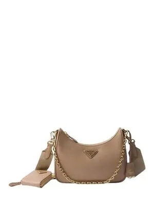 Prada Re-edition 2005 Saffiano Leather Shoulder Bag Beige