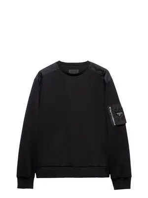 Prada Cotton Fleece And Re-nylon Sweatshirt - Black