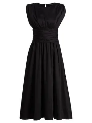 TOCCIN Evangeline Ruched Stretch-cotton Midi-dress - Jet