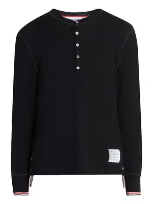 THOM BROWNE Rwb Tipping Stripe Wool Jersey Henley Shirt