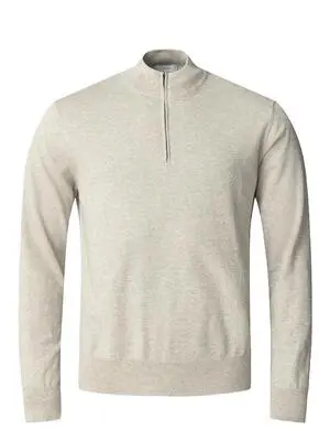 Eton Cotton-cashmere Fine Weave Quarter-zip Sweater Beige