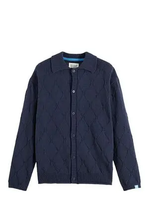 Scotch & Soda Openwork Knit Button-front Cardigan - Sky