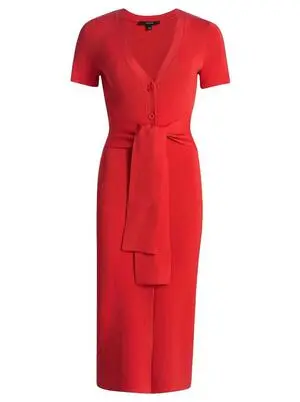 TOCCIN Agnes Rib-knit Midi-dress - Tomato