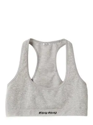 Miu Miu Seamless Mélange Racerback Crop Top - Grey