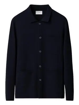Eton Merino Wool Knit Cardigan - Navy