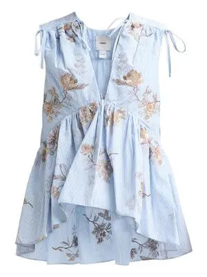 AKNVAS Lamia Embroidered Poplin Top - Multi Blue
