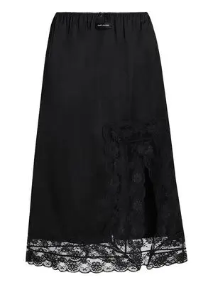 Marc Jacobs Lace-trimmed Satin Slip Midi-skirt - Black