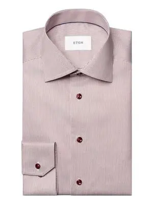Eton Slim-fit Striped Twill Shirt - Red