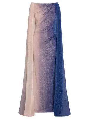 TALBOT RUNHOF Metallic Voile Cape Gown