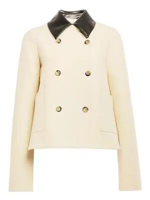 Altuzarra Harburg Faux-leather-trimmed Cotton Double-breasted Jacket - Opal