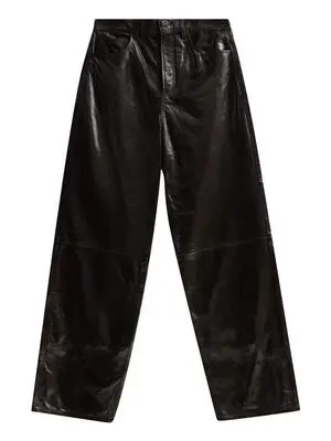 RÓHE Bruun Lacquer Leather Baggy Trousers - Soil