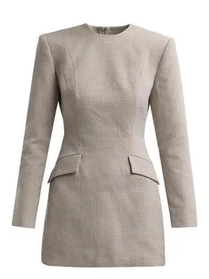 Ronny Kobo Brette Houndstooth Minidress - Brown Multi