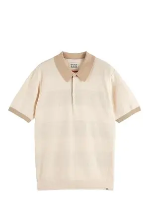 Scotch & Soda Textured Cotton Knit Polo Shirt - Eggshell