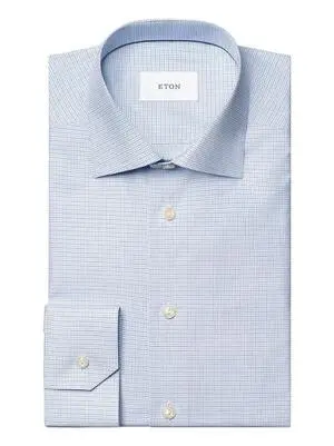 Eton Contemporary-fit Check Twill Shirt - Blue
