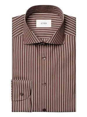 Eton Contemporary-fit Striped Cotton-silk Shirt - Red