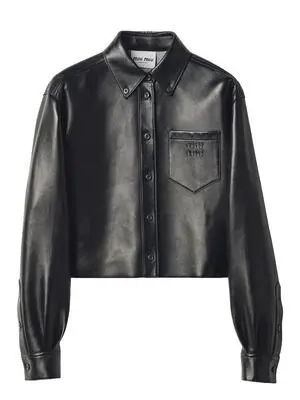 Miu Miu Plongé Nappa Leather Shirt - Black