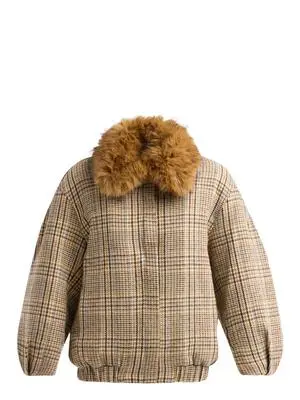 Ronny Kobo Savannah Tweed Faux Fur Collar Jacket - Multi