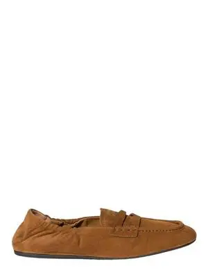 Miu Miu Ruches Suede Loafers - Brown