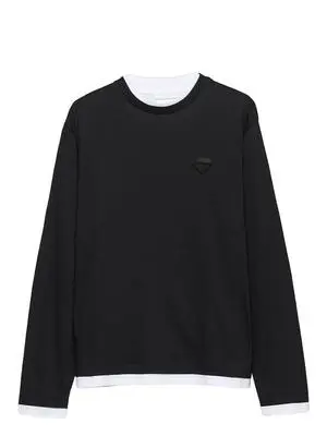 Prada Long-sleeved Cotton T-shirt Black