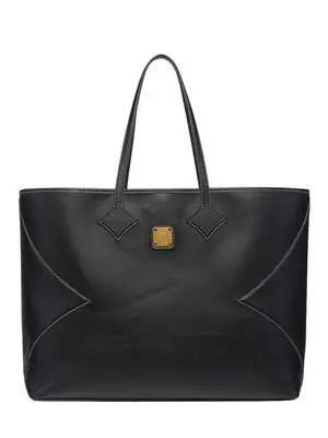 Mcm Dia Extra-large Leather Shopper Tote Bag - Black