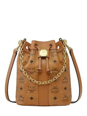 Mcm Dessau Vi Drawstring Mini Bucket Bag - Cognac