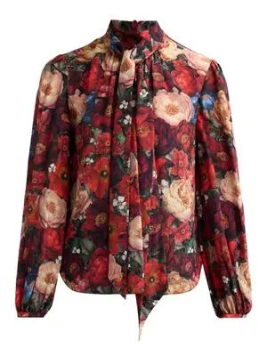 Adam Lippes Joana Floral Silk Top - Ruby Floral