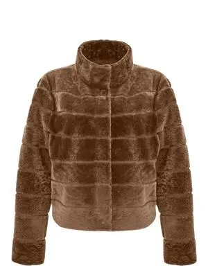 Gorski Reversible Textured Shearling Lamb Jacket - Camel