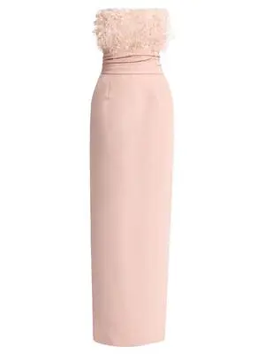 Oscar De La Renta Point D'esprit Strapless Column Gown - Blush