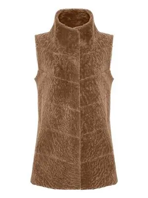Gorski Reversible Textured Shearling Lamb Vest Camel