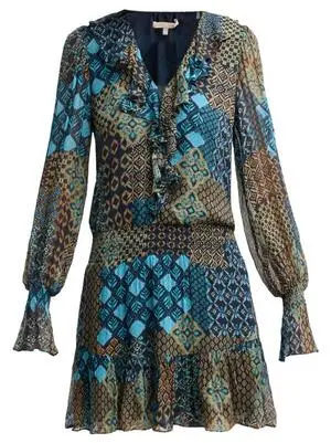 Ramy Brook Astrid Printed Blouson Mini Dress - Navy Multi