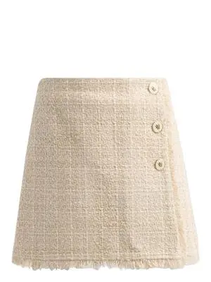 Ramy Brook Connie Tweed Wrap-front Mini Skirt - Bone