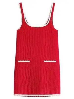 SEROYA Brianna Two-tone Knit Mini Dress - Derby Red Eggshell