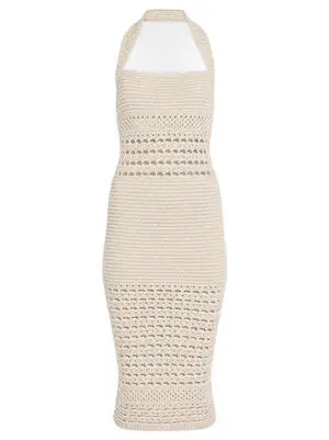 Retrofete Jaycee Crochet Midi Dress - Bone