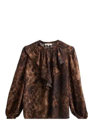Ramy Brook Star Snakeskin-print Satin Blouse - Heritage Brown Python