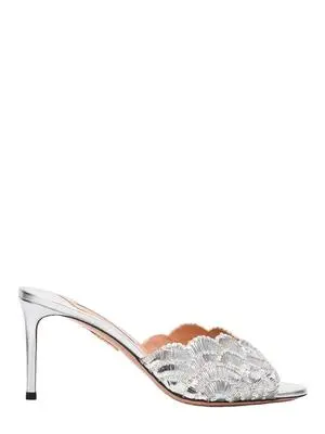 AQUAZZURA Ce Soir 75mm Mules - Silver
