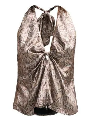 Ramy Brook Ophelia Snake-print Halterneck Top - Metallic Python