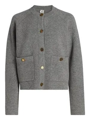 TOTEME Hammered Button Cardigan - Grey Melange