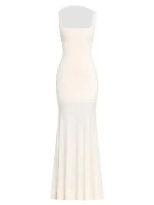 SEROYA Inga Sheer Knit Maxi Dress - Eggshell
