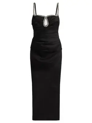 Acler Astonhall Pleated Embellished-trim Midi-dress - Black