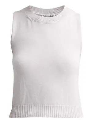 Oscar De La Renta Cropped Wool Twinset Tank - Grey