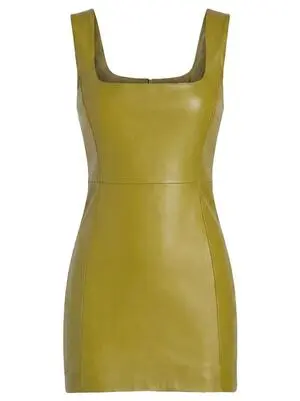Retrofete Tilde Leather Body-con Mini Dress Basil