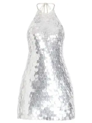 Retrofete Bondera Sequin Halter Minidress - Silver