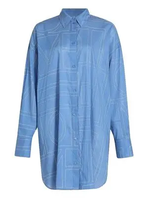 TOTEME Monogram Long Summer Shirt - Cobalt