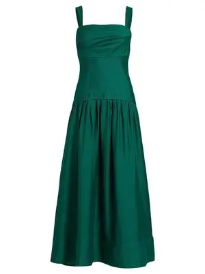 Acler Forever Young Reeve Linen-blend Drop-waist Maxi Dress - Deep Emerald