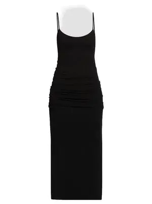 TOTEME Draped Jersey Slip Midi Dress - Black