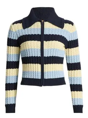 Guest In Residence Kirby Striped Silk-cotton Jacket - Midnight Combo