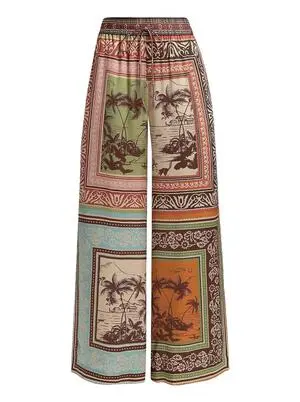 ALEMAIS Alberta Printed Silk Wide-leg Pants - Multi