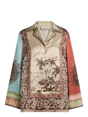 ALEMAIS Alberta Tropical Print Silk Relaxed-fit Shirt - Multi
