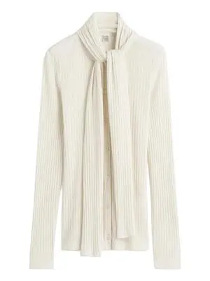 TOTEME Ribbed Bow Blouse - Ecru