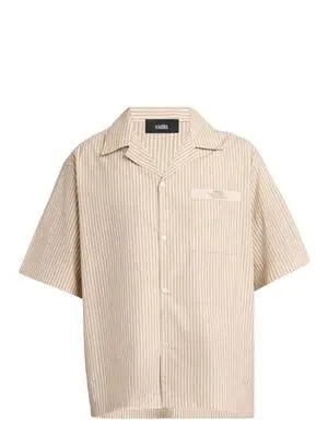 Amiri Spirit Logo Striped Cotton Poplin-blend Camp Shirt - Alabaster